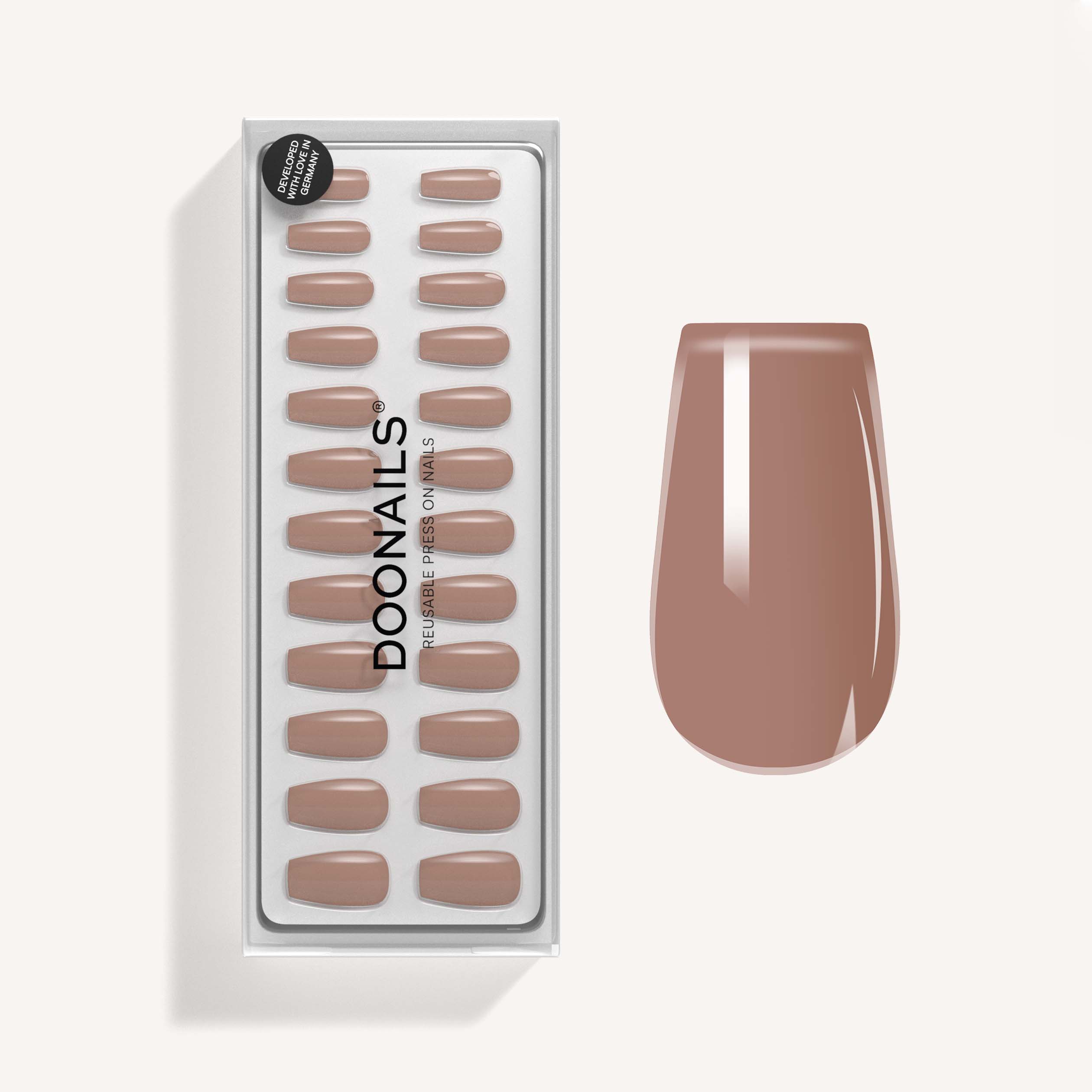 Doonails | Press Ons en gel souple - Espresso Forme Ballerine Courte