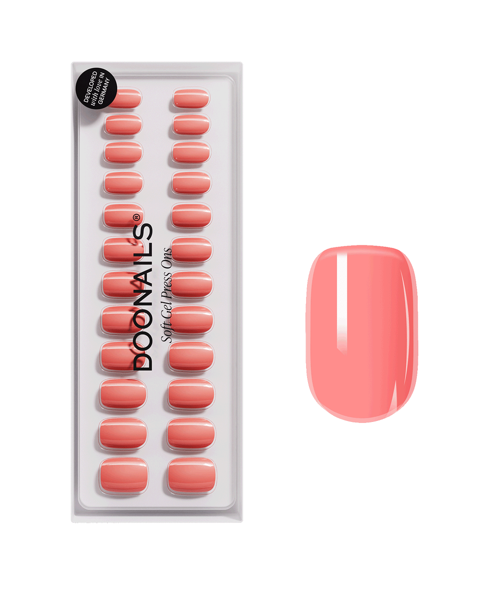 Doonails | Press Ons en gel souple - Peach Please Carrée Courte